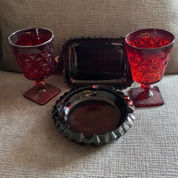 Vintage | Accents | Vintage Ruby Red Glass 2 Mt Vernon Goblets ...